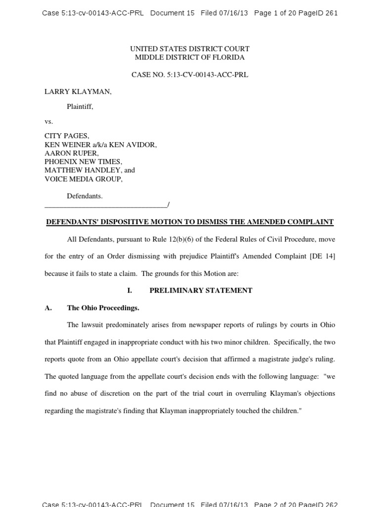 DEFENDANTS' DISPOSITIVE MOTION TO DISMISS THE AMENDED COMPLAINT ...