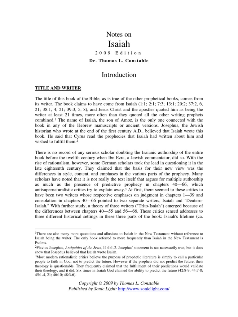 Constable Notes in Isaiah | PDF | Isaiah | Book Of Isaiah