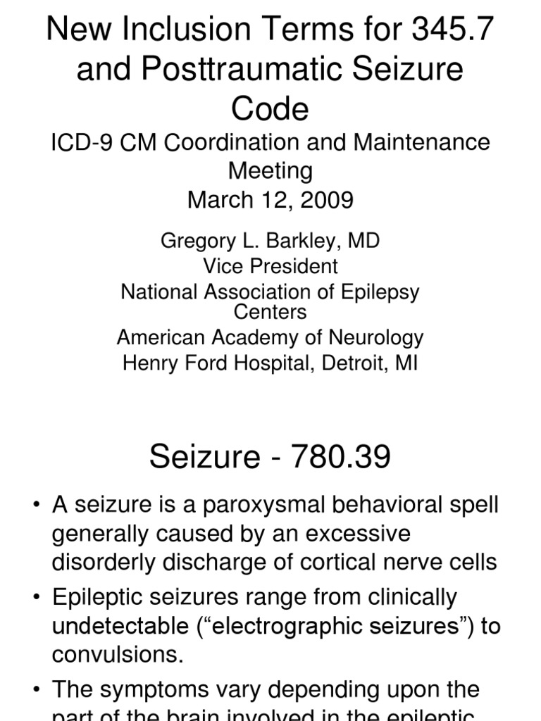 New ICD-9 codes for complex partial status epilepticus and ...