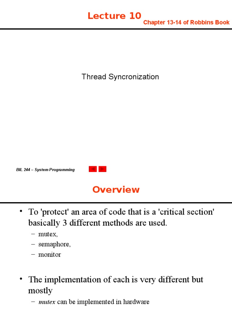 Thread Syncronization: Chapter 13-14 of Robbins Book | PDF | Computer Programming | Computing