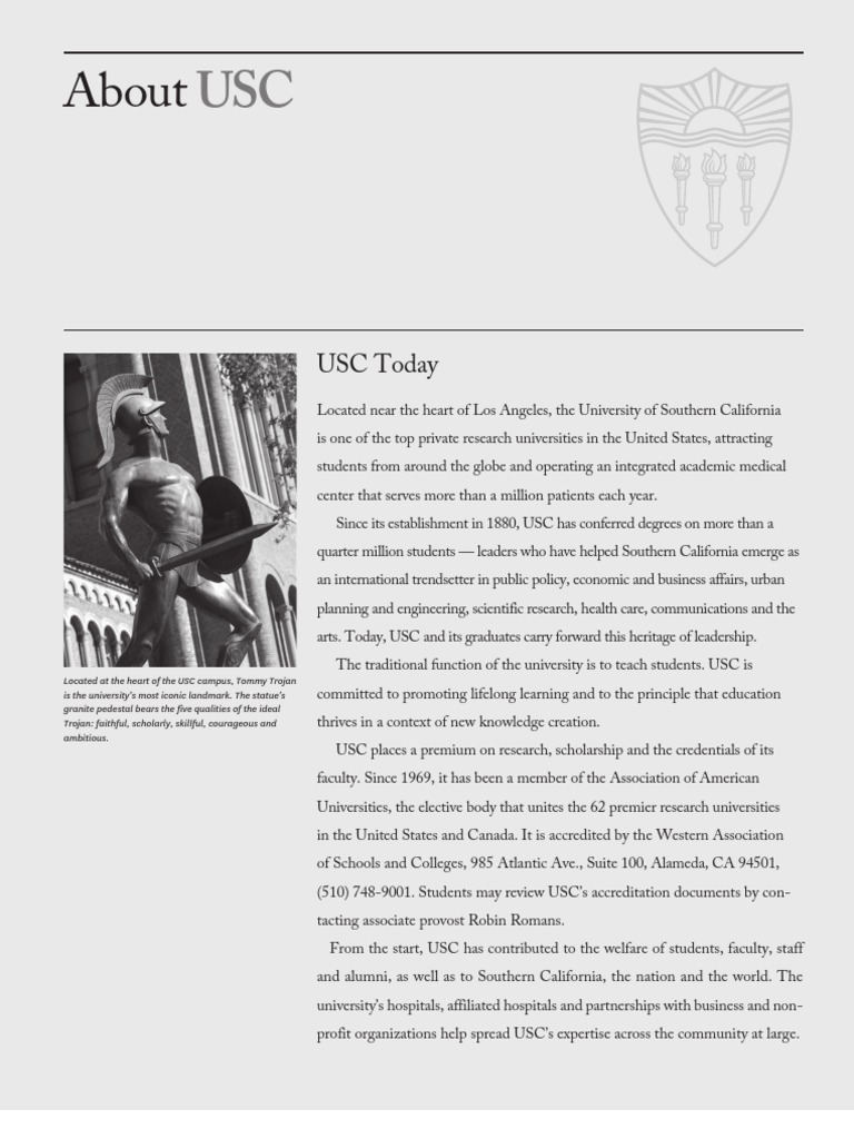 About USC | PDF | University Of Southern California | Schools