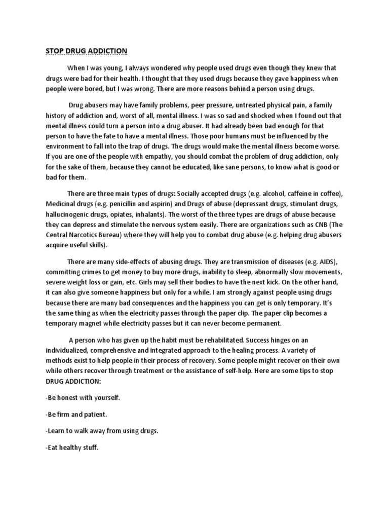 Persuasive Essay On Drug Addiction | Download Free PDF | Substance ...
