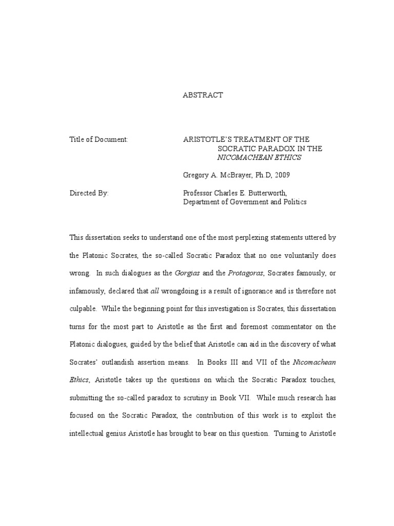 Aristotle's Take On Socratic Paradox | PDF | Socrates | Plato