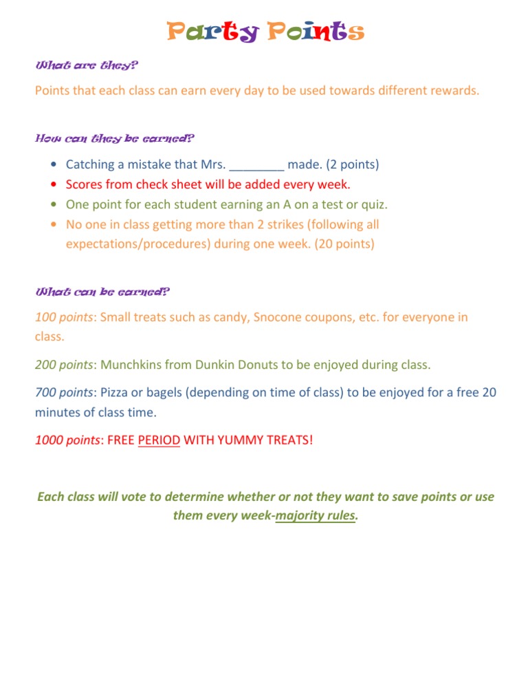 Class Reward Points System Explained | PDF