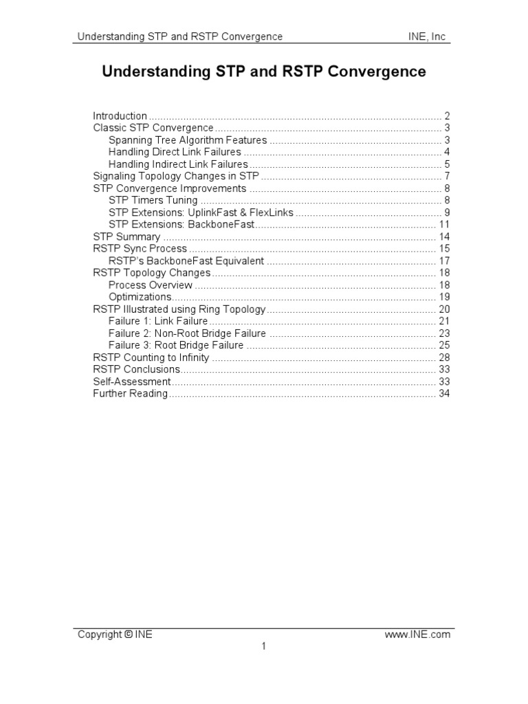 Understanding Stp Rstp Convergence Pdf Pdf Network Topology Areas Of Computer Science