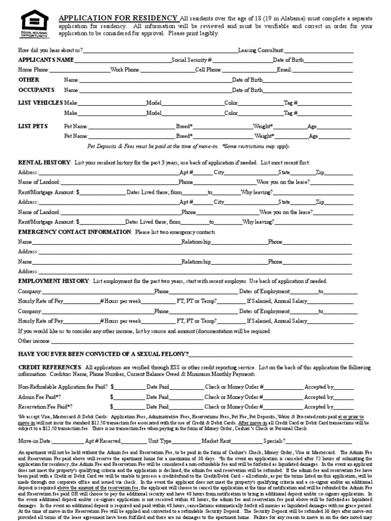 Application For Residency | PDF | Fee | Cheque