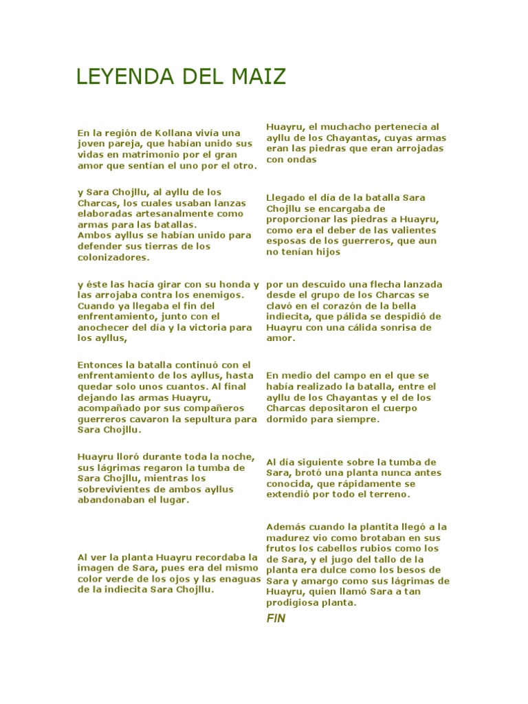 Leyenda Del Maiz | PDF