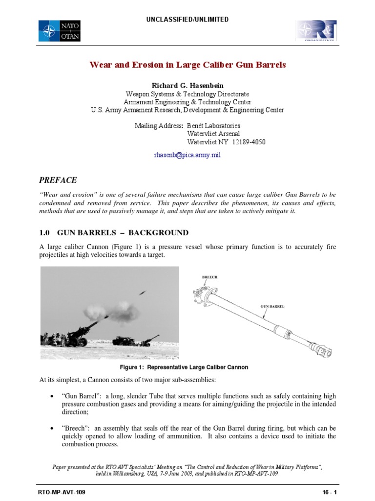 Wear and Erosion in Large Caliber Gun Barrels | PDF | Gun | Gun Barrel
