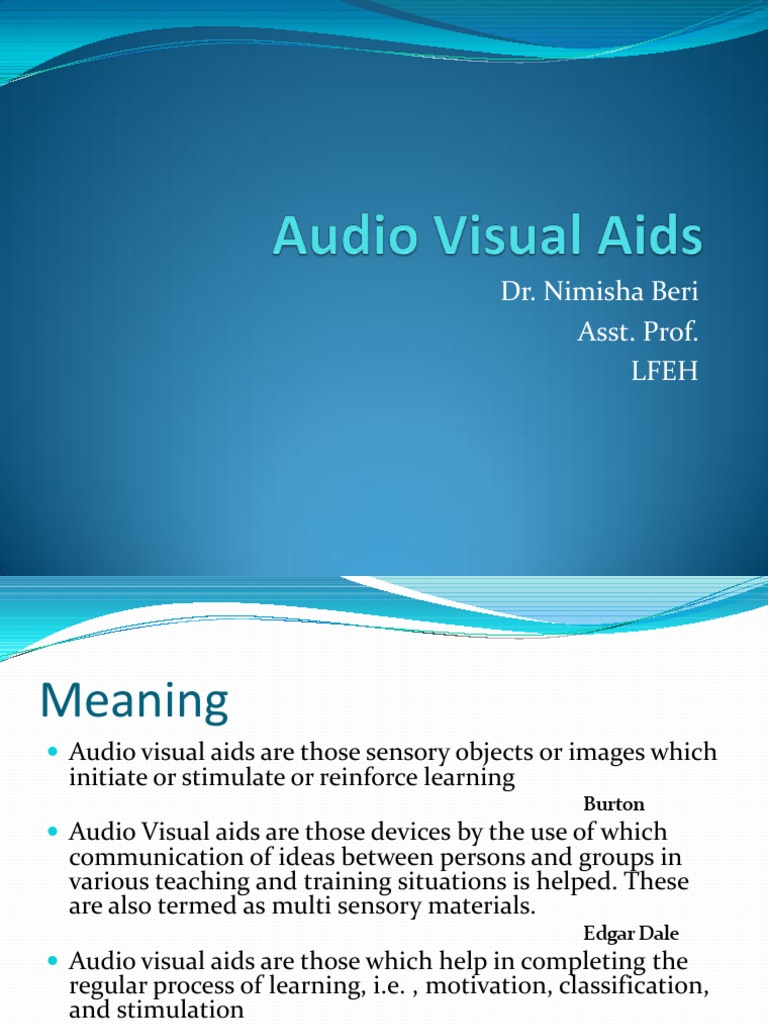Understanding Audio Visual Aids | PDF | Senses | Teachers