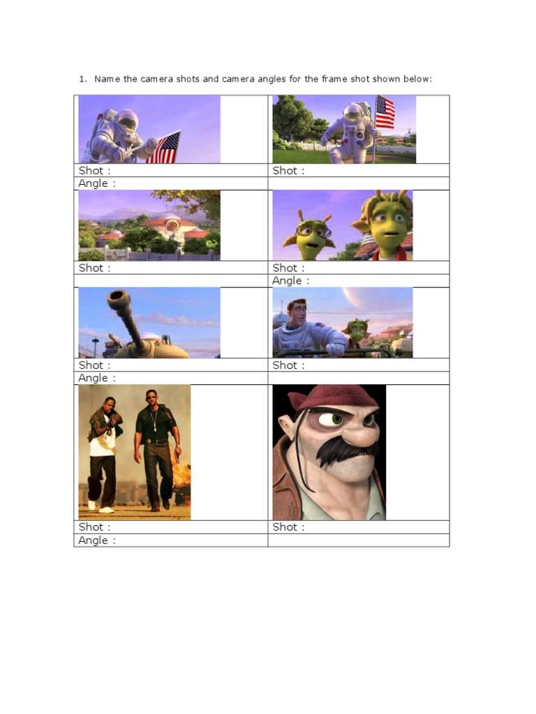 Camera Shots Quiz | PDF