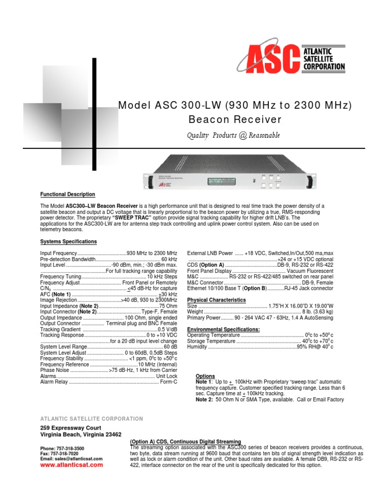 ASC 300 LW Data Sheet | PDF | Science & Mathematics | Computers