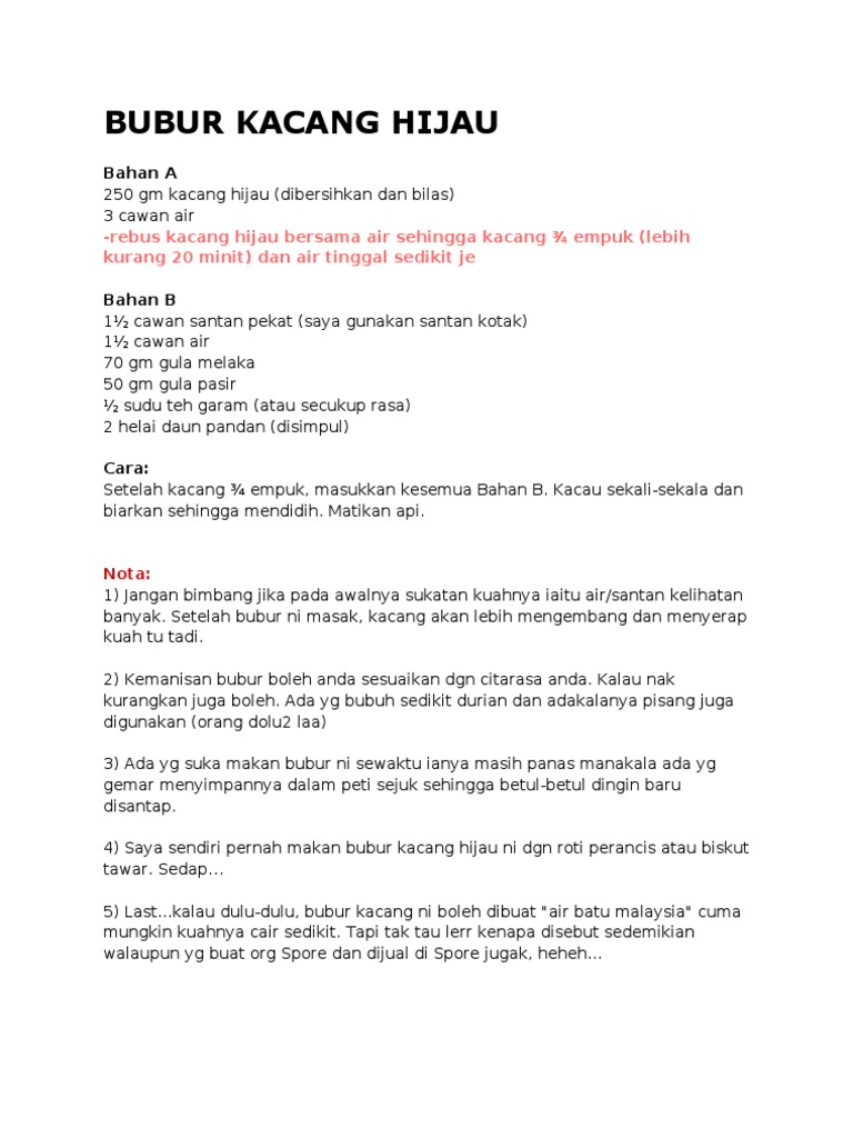 Bubur Kacang Hijau | PDF