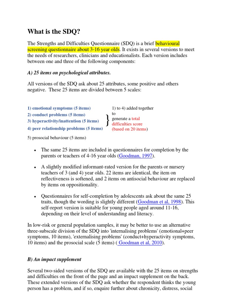 SDQ | PDF | Psychological Evaluation | Prevalence