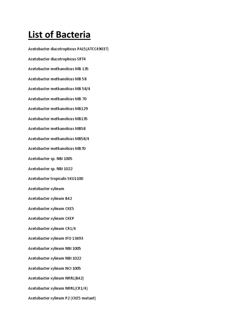 List of Bacteria | PDF | Bacillus | Microbiology