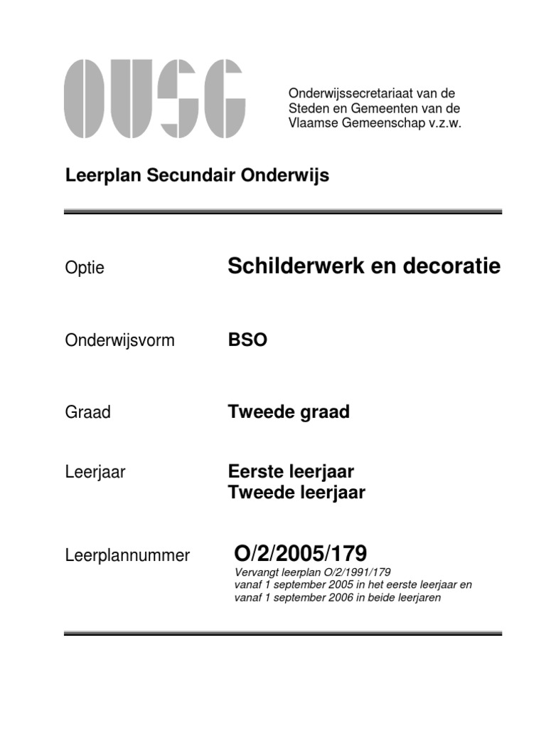 OVSG Leerplan Schilderen en Decoratie 2de Graad BSO | PDF