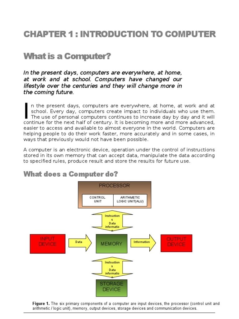 Chapter 1: Introduction To Computer What Is A Computer? | PDF ...