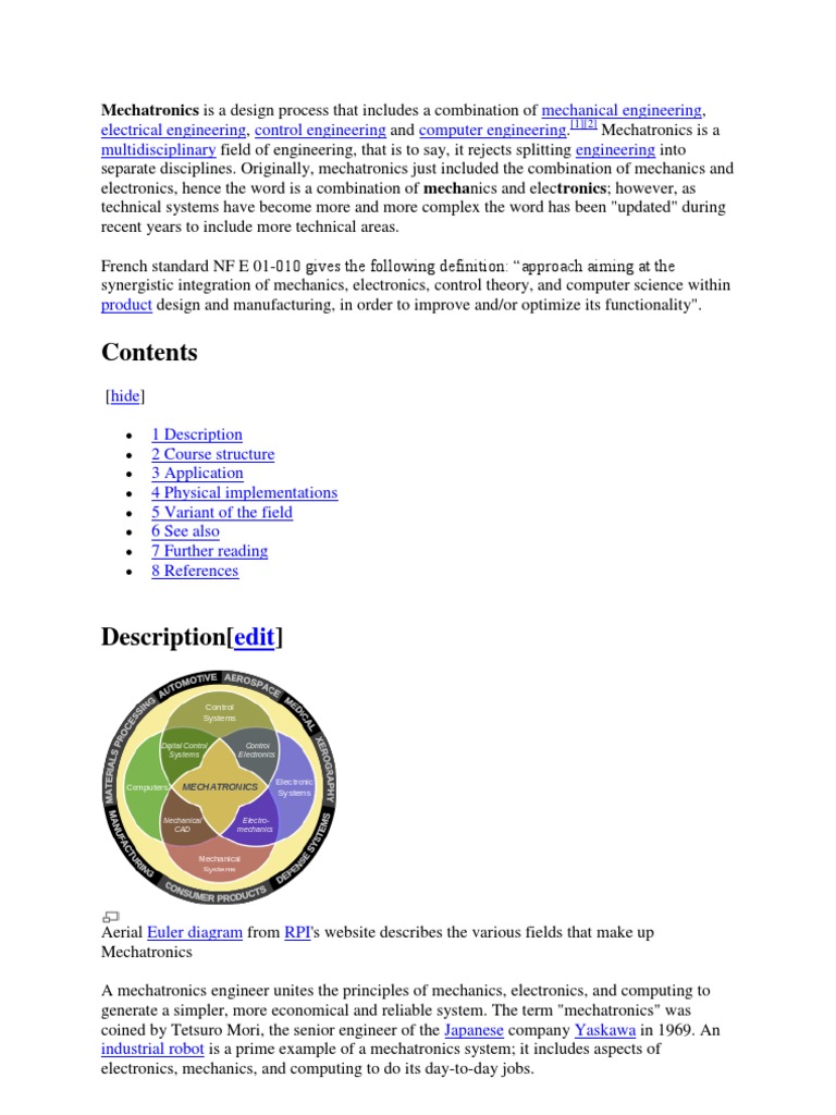 Mechatronics Engineering Design Process | PDF | Mechatronics | Systems Theory