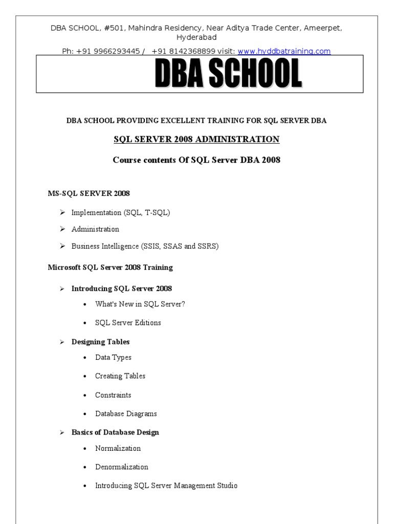 SQL Server 2008 New Syllabus | PDF | Microsoft Sql Server | Database Index
