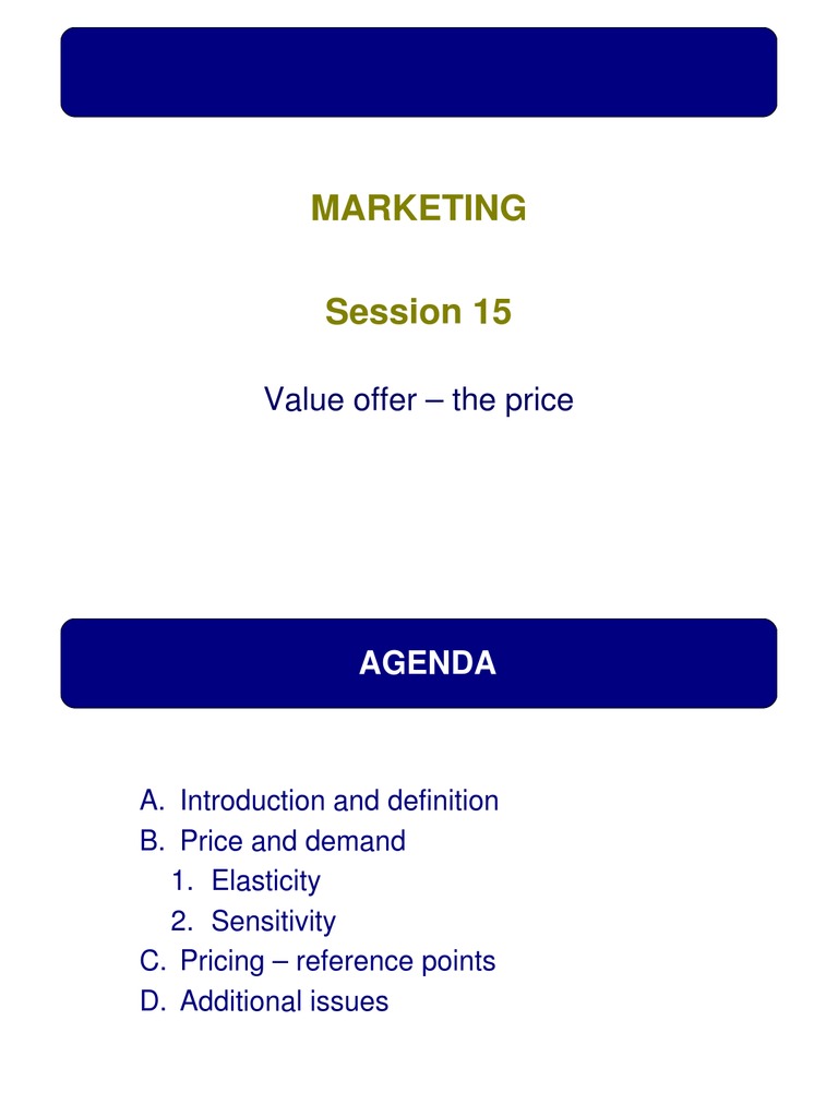 Marketing: Value Offer - The Price | PDF | Demand | Price Elasticity Of ...