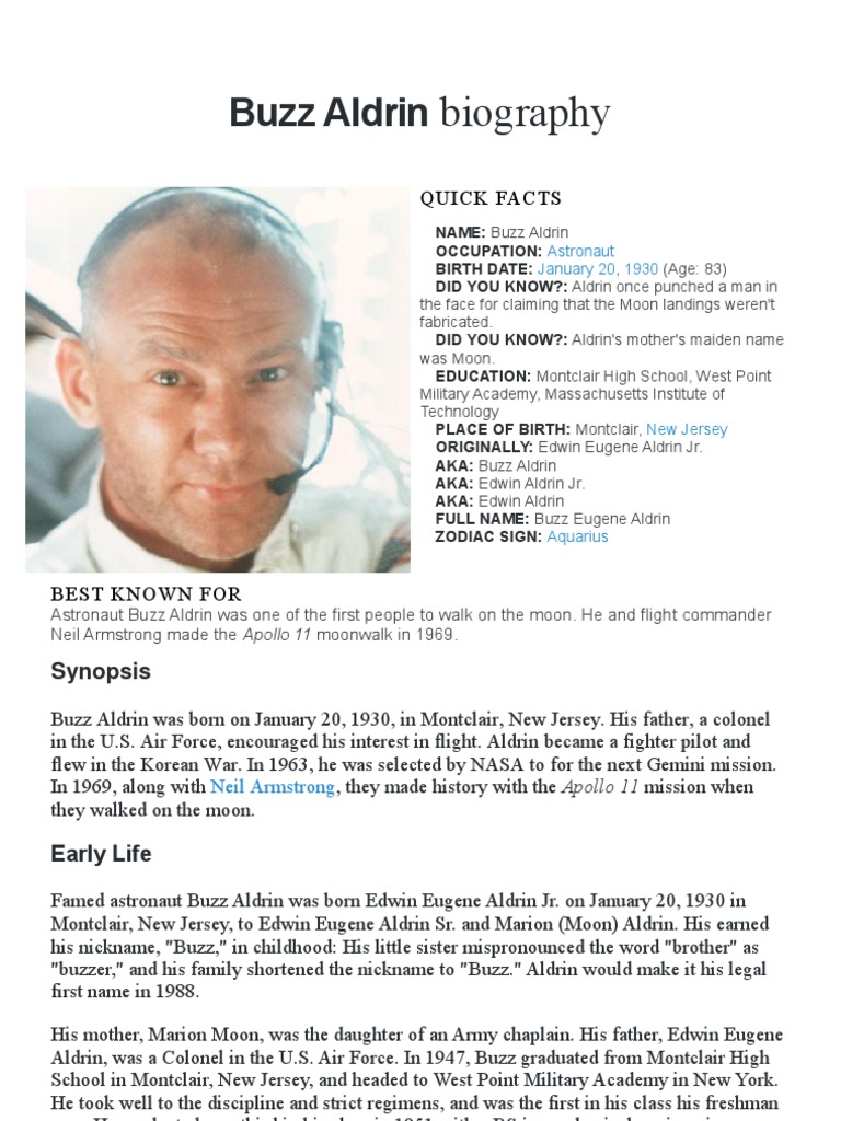 Buzz Aldrin Biography