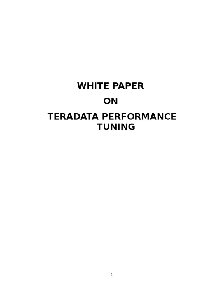 Teradata Performance Tuning | PDF | Database Index | Sql