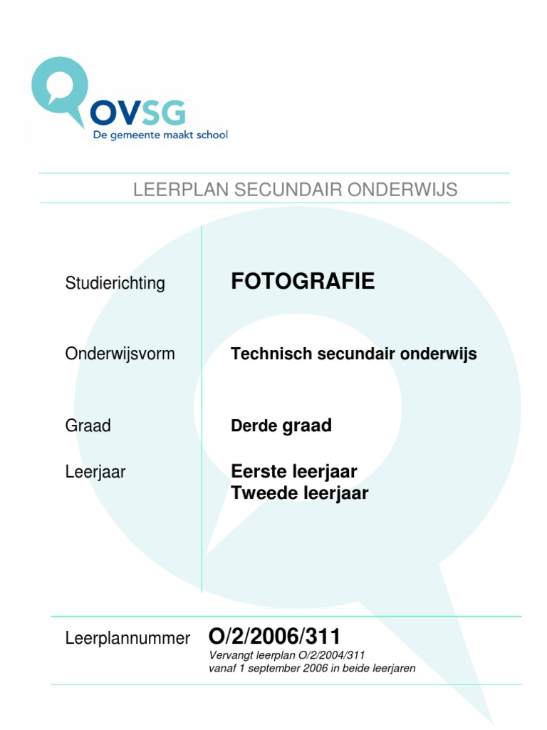 OVSG Leerplan Fotografie 3de Graad TSO