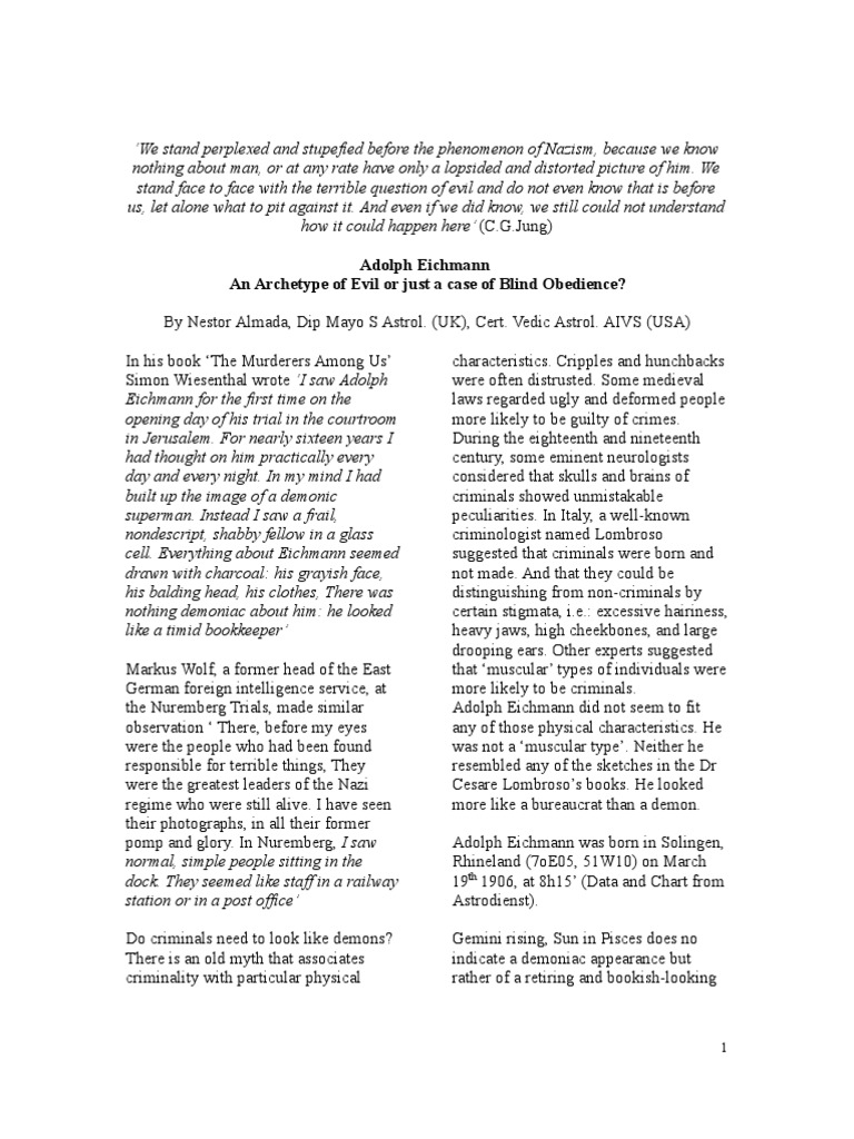 Adolph Eichmann: Archetype of Evil | PDF | Adolf Eichmann | Final Solution