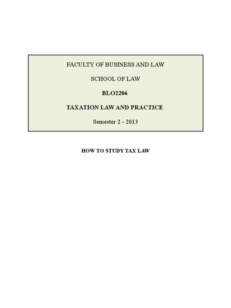 Effective Strategies for Tax Law Study | PDF | Taxes | Common Law