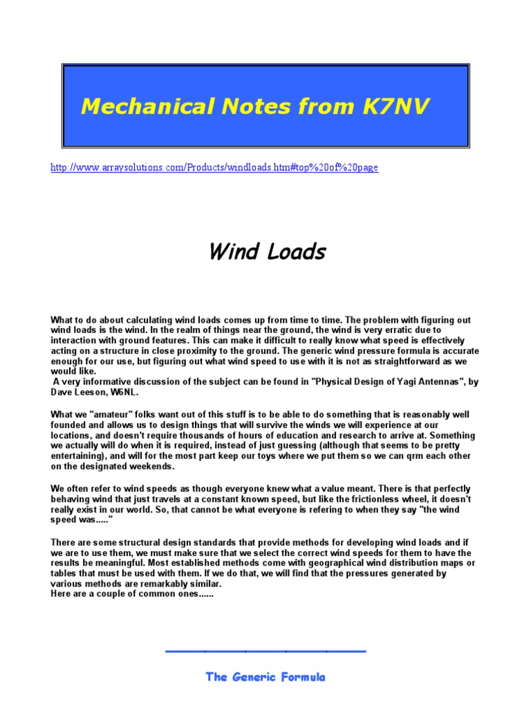 Wind Speed CODE Comparaison Mechanical Notes From K7NV | PDF | Wind ...