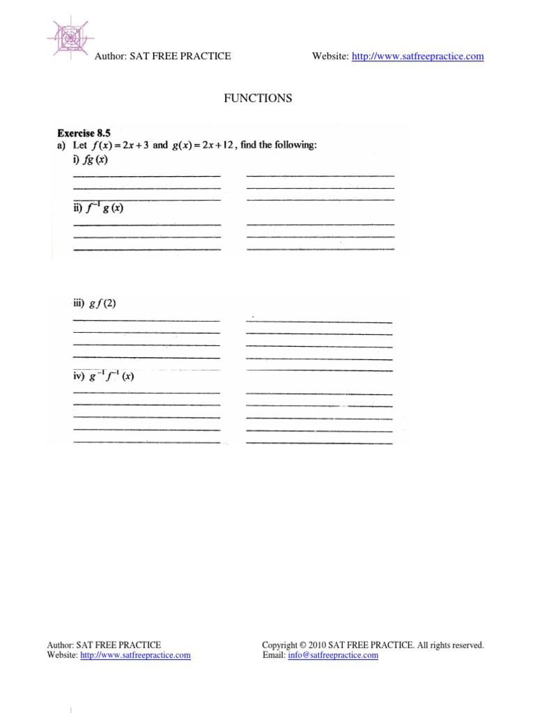 Functions: Author: Sat Free Practice Website | PDF