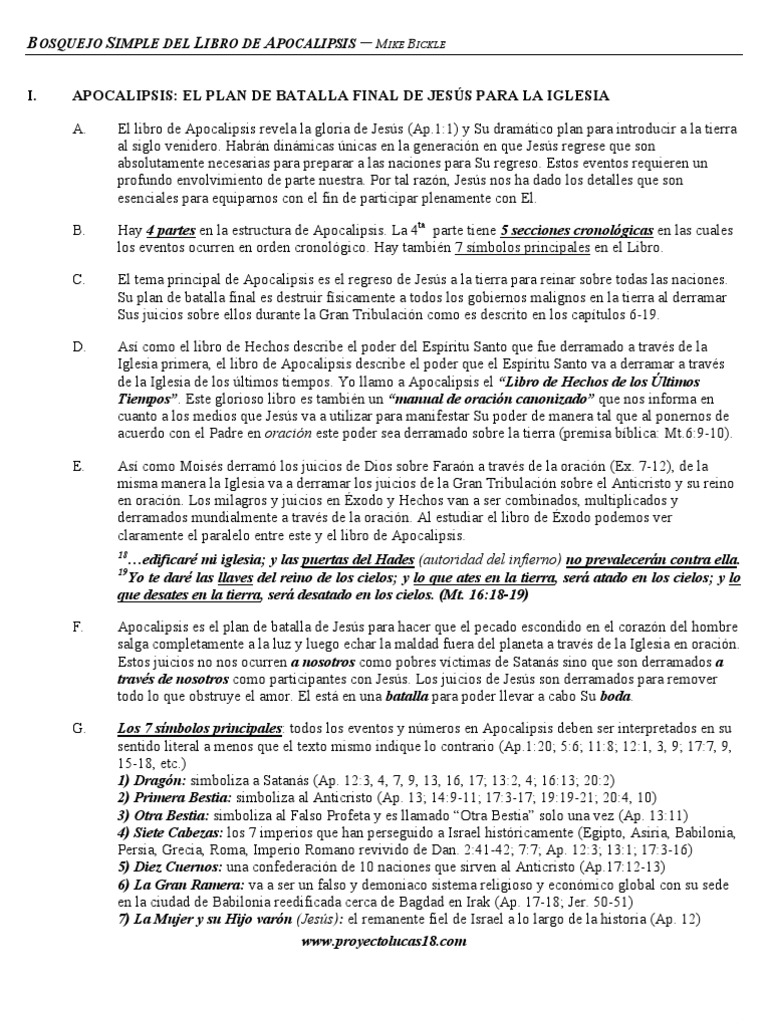 Bosquejo Simple de Apocalipsis[1] | Libro de revelación | antecristo