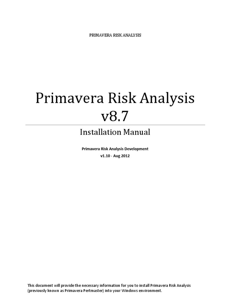 Primavera Risk Analysis Installation Guide | PDF | Visual Basic For ...