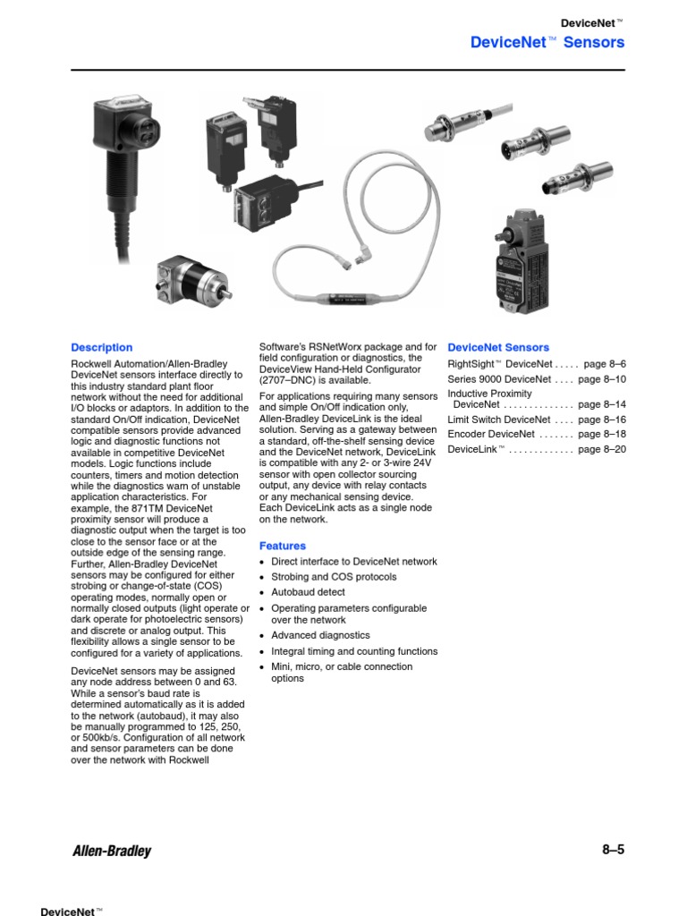 Devicenet: T Sensors | PDF | Switch | Optical Fiber
