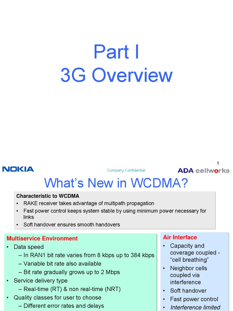 An Overview of 3G Technology: Key Features and Concepts of WCDMA Networks | PDF | Mobile ...