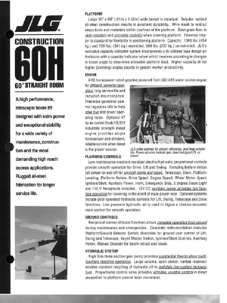 JLG 60H Boom Lifts | PDF