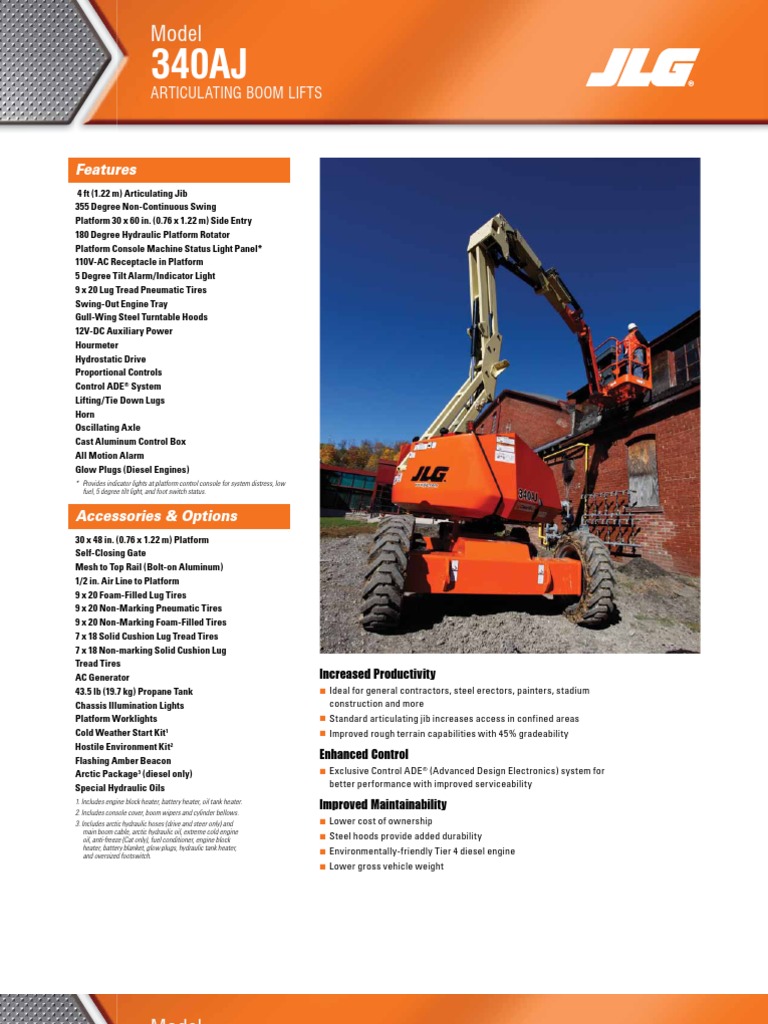 JLG AJ Articulating Boom Lift | PDF | Forklift | Tire