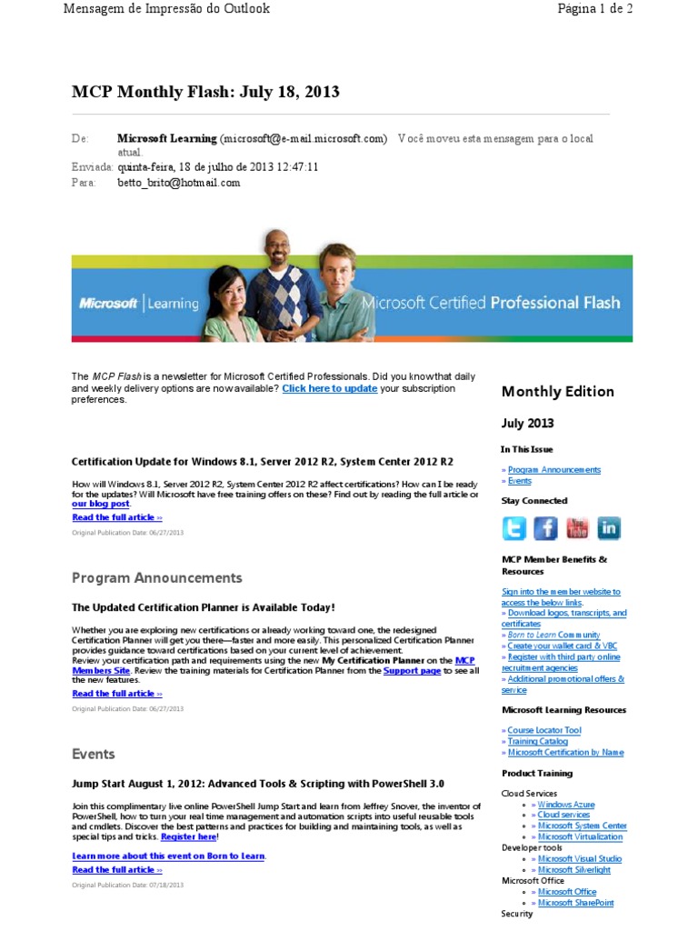 MCP Updates & Events July 2013 | PDF | Microsoft | Windows 8.1