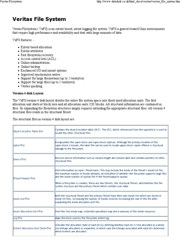 Veritas Filesystem PDF | PDF | File System | Computer File