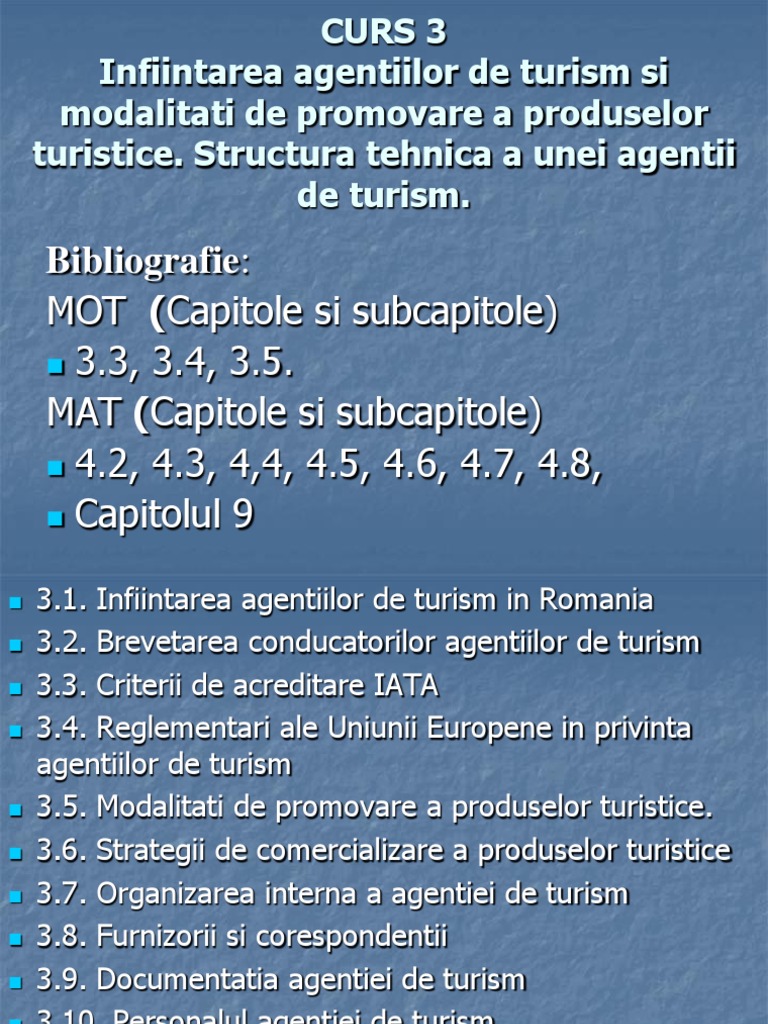 Infiintarea Agentiilor de Turism Si Modalitati de Promovare A ...