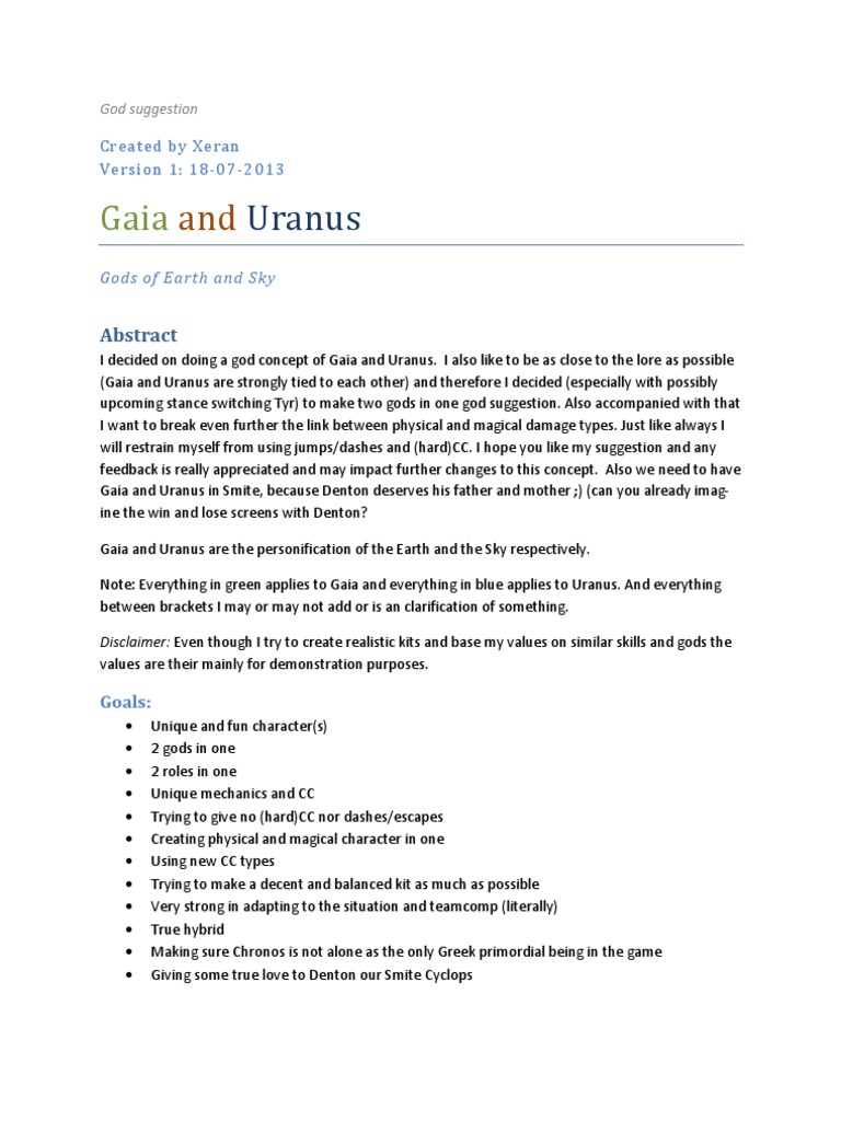 Gaia and Uranus: Gods of Earth and Sky | PDF | European Mythology ...