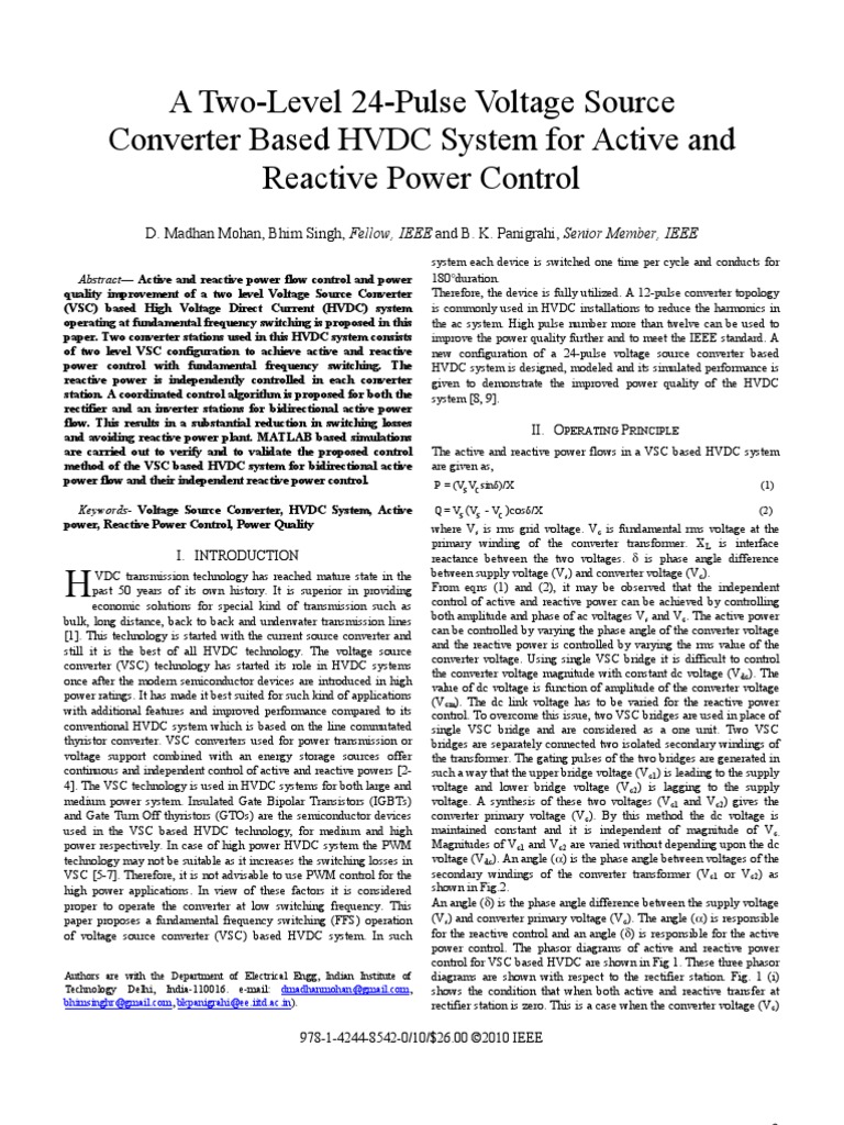 A Two-Level 24-Pulse Voltage Source | PDF | High Voltage Direct Current ...
