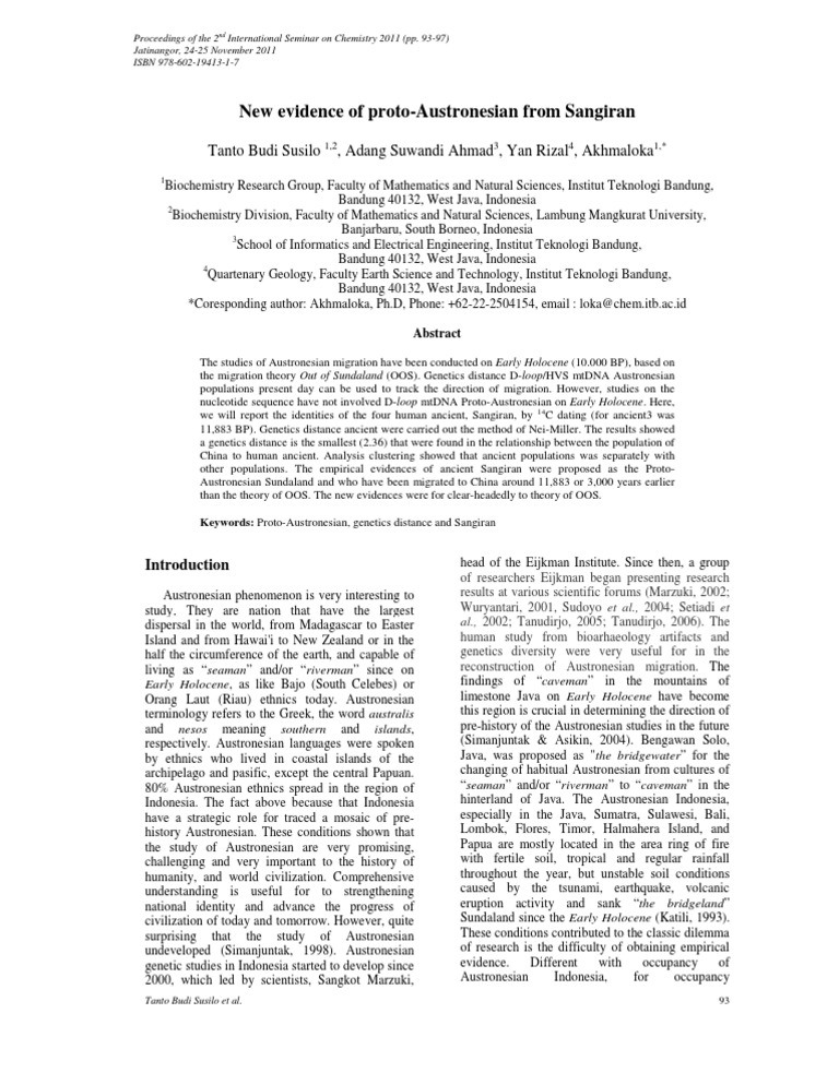 Proto Austronesian Sangiran | PDF | Indonesia | Languages