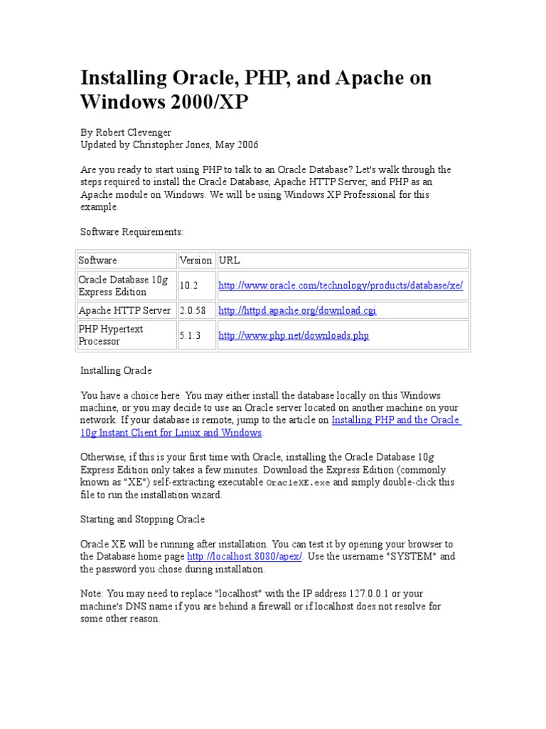 Installing Oracle, PHP and Apache On WINDows | PDF | Apache Http Server | Php