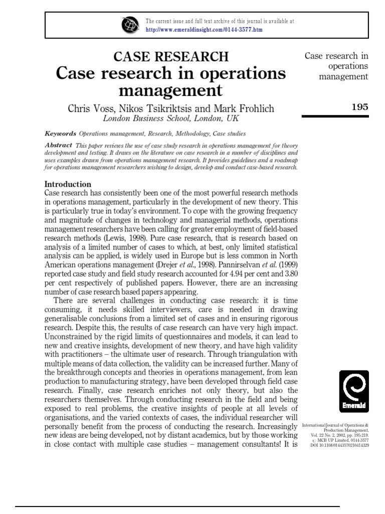 Case Studies - Operations Management | PDF | Validity (Statistics ...