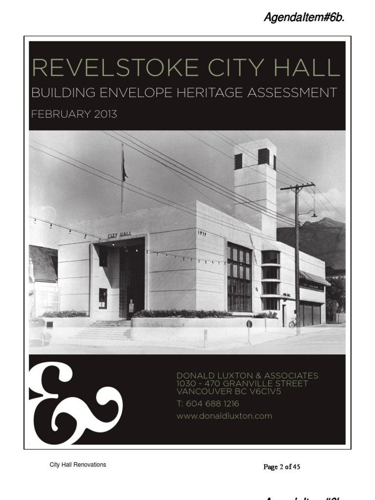 Revelstoke City Hall Building Envelope Heritage Assessment | PDF | Art ...
