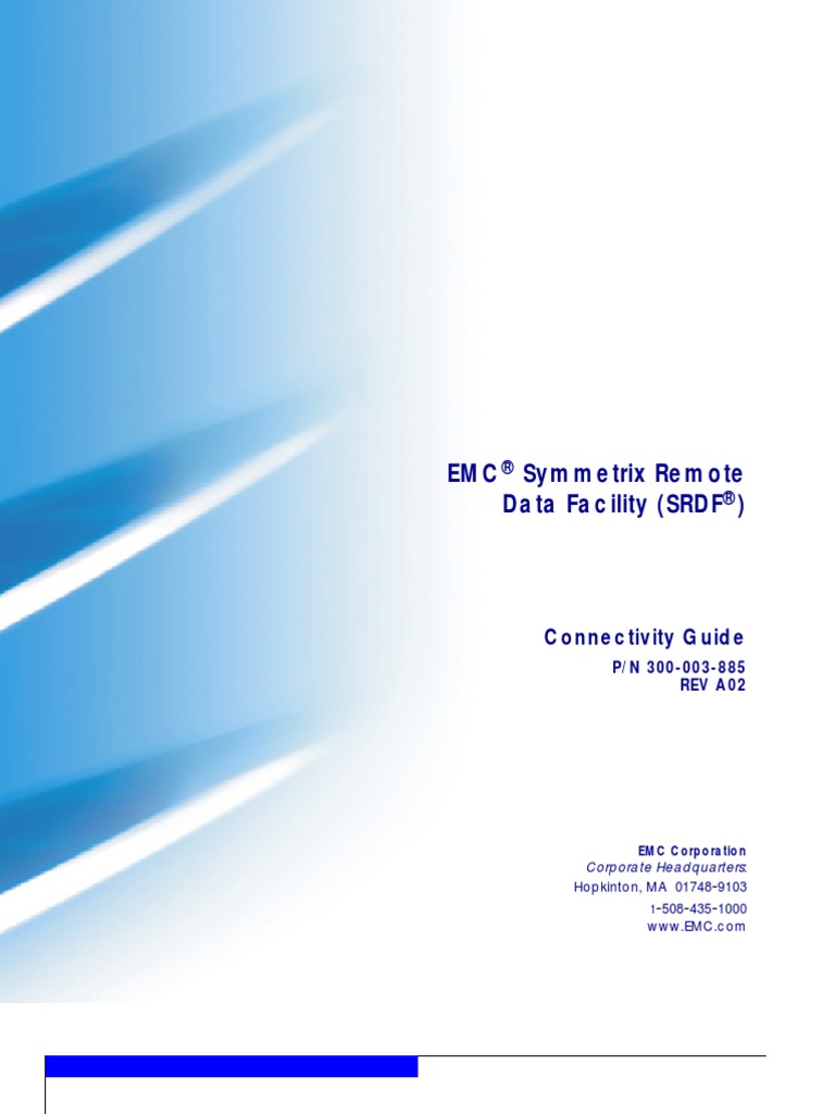 EMC Symmetrix Remote Data Facility (SRDF) : Connectivity Guide | PDF | Cache (Computing) | Databases
