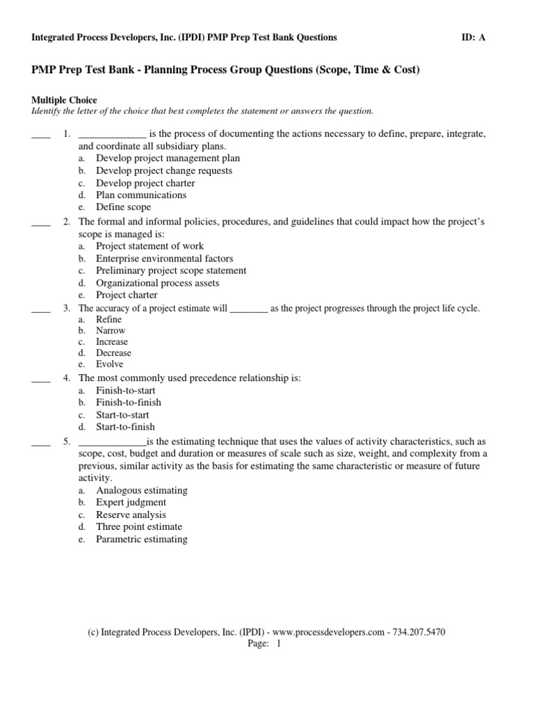 PMP Questions | PDF | Project Management | Accountability