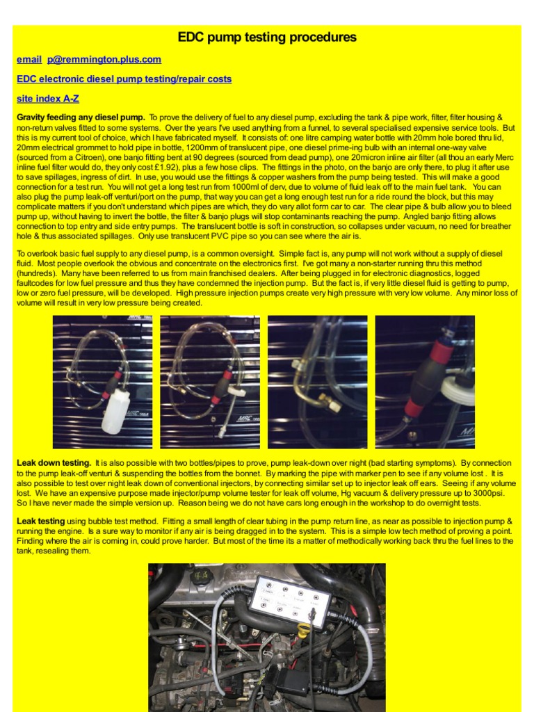 EDC Pump Testing Procedures | PDF | Fuel Injection | Diesel Engine