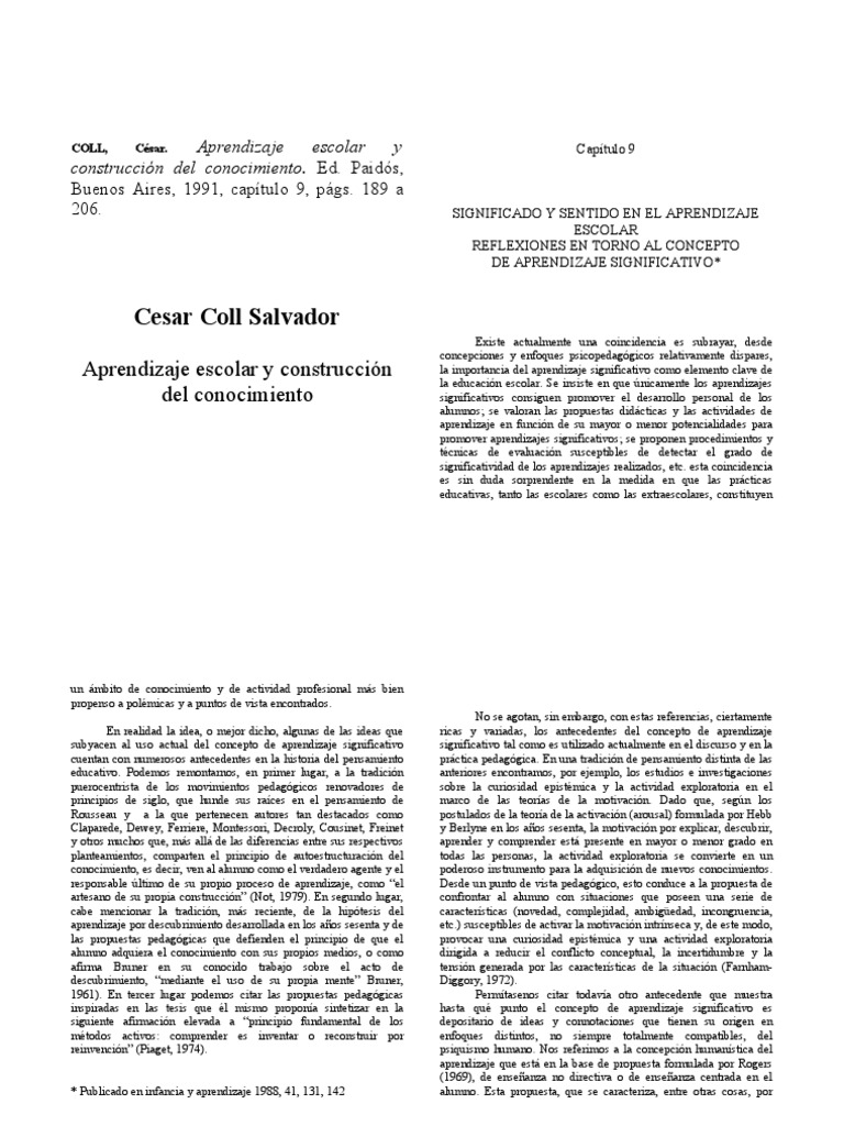 Coll, Cesar | PDF | Aprendizaje | Motivación