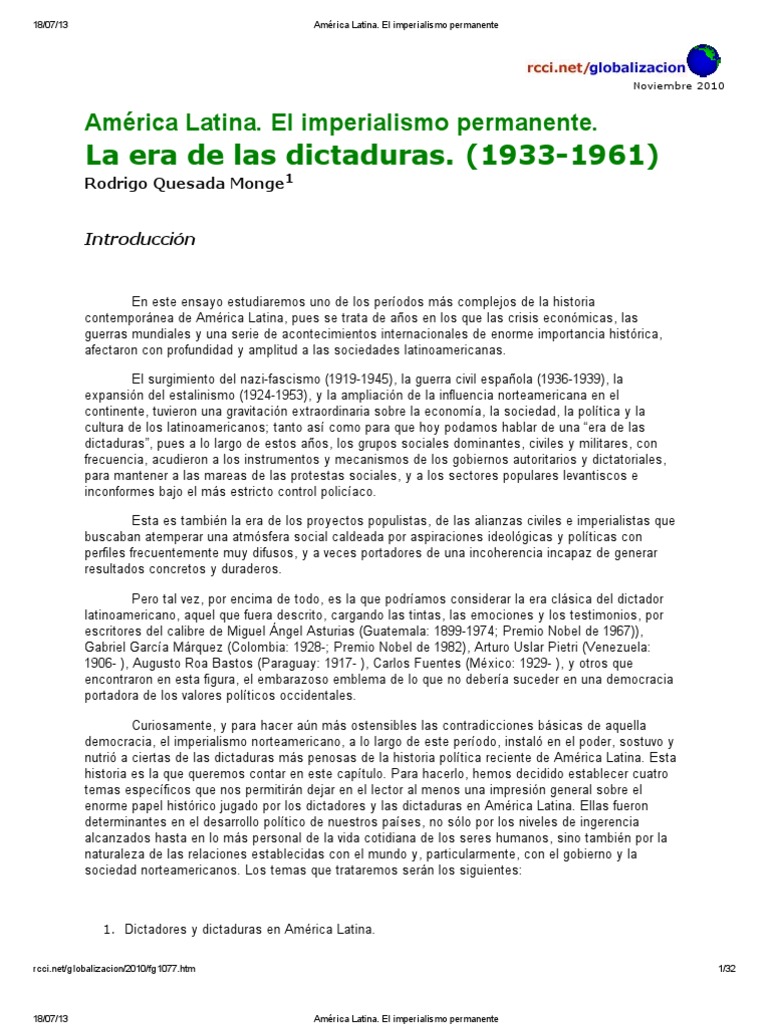 La era de las dictaduras en América Latina: El impacto del imperialismo ...